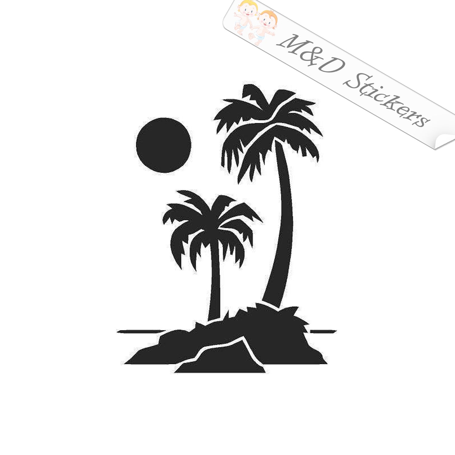 2x Palms Vinyl Decal Sticker Different colors & size for Cars/Bikes/Wi ...