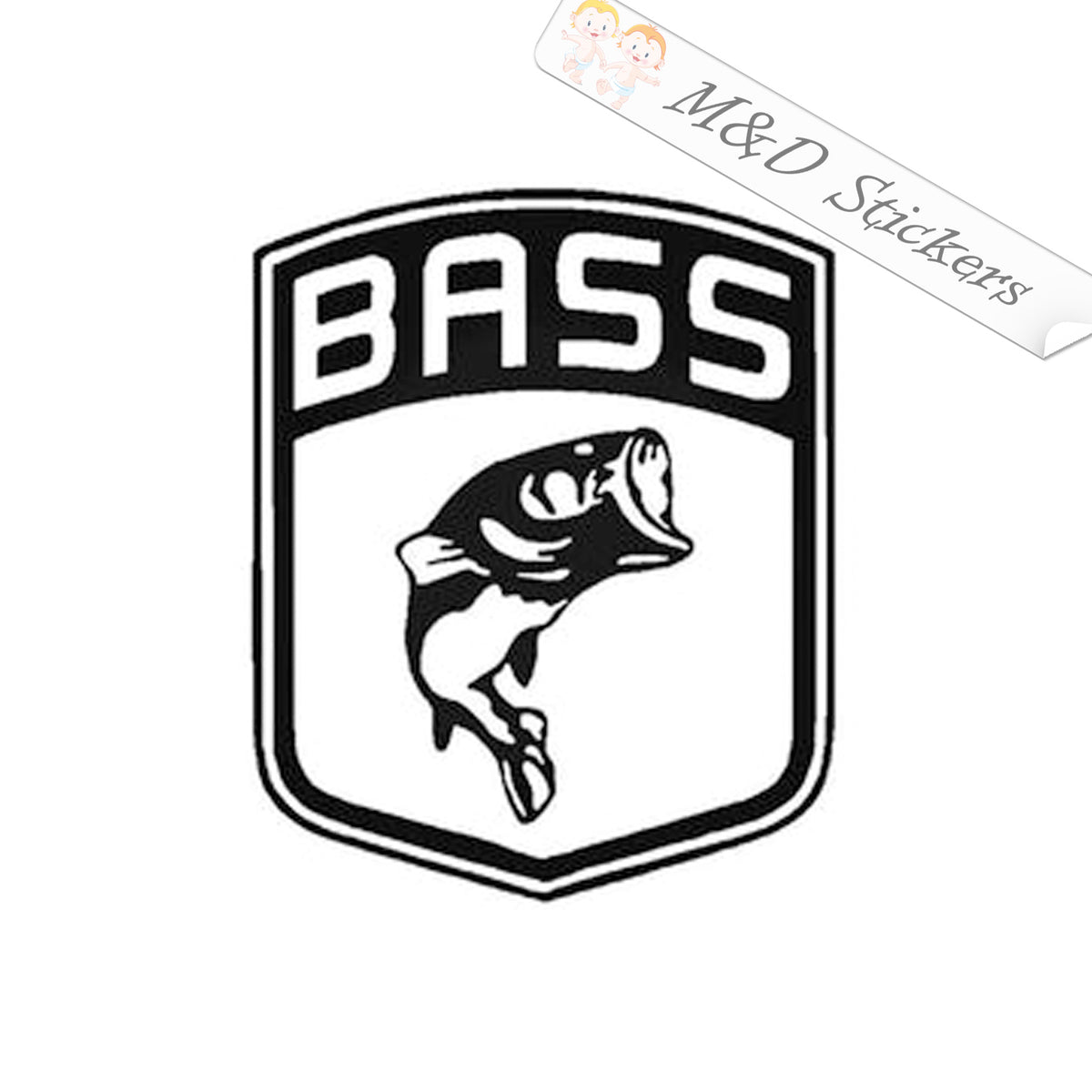 Bass fish badge (4.5" - 30") Vinyl Decal in Different colors & size fo ...