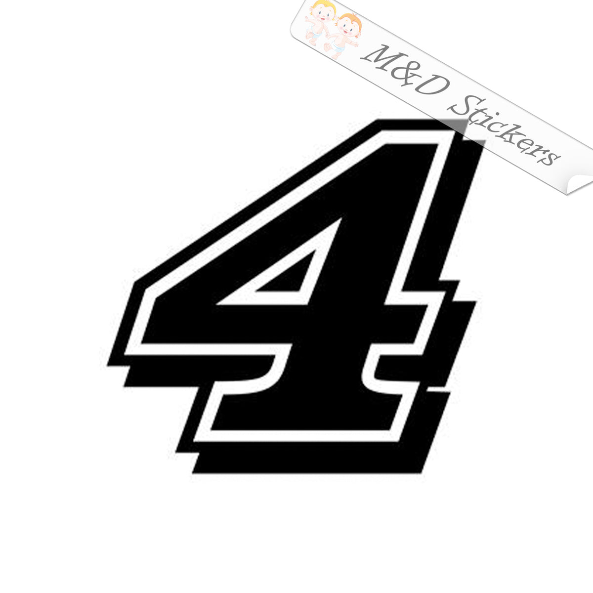Racing Number 4 (4.5" - 30") Vinyl Decal in Different colors & size fo ...