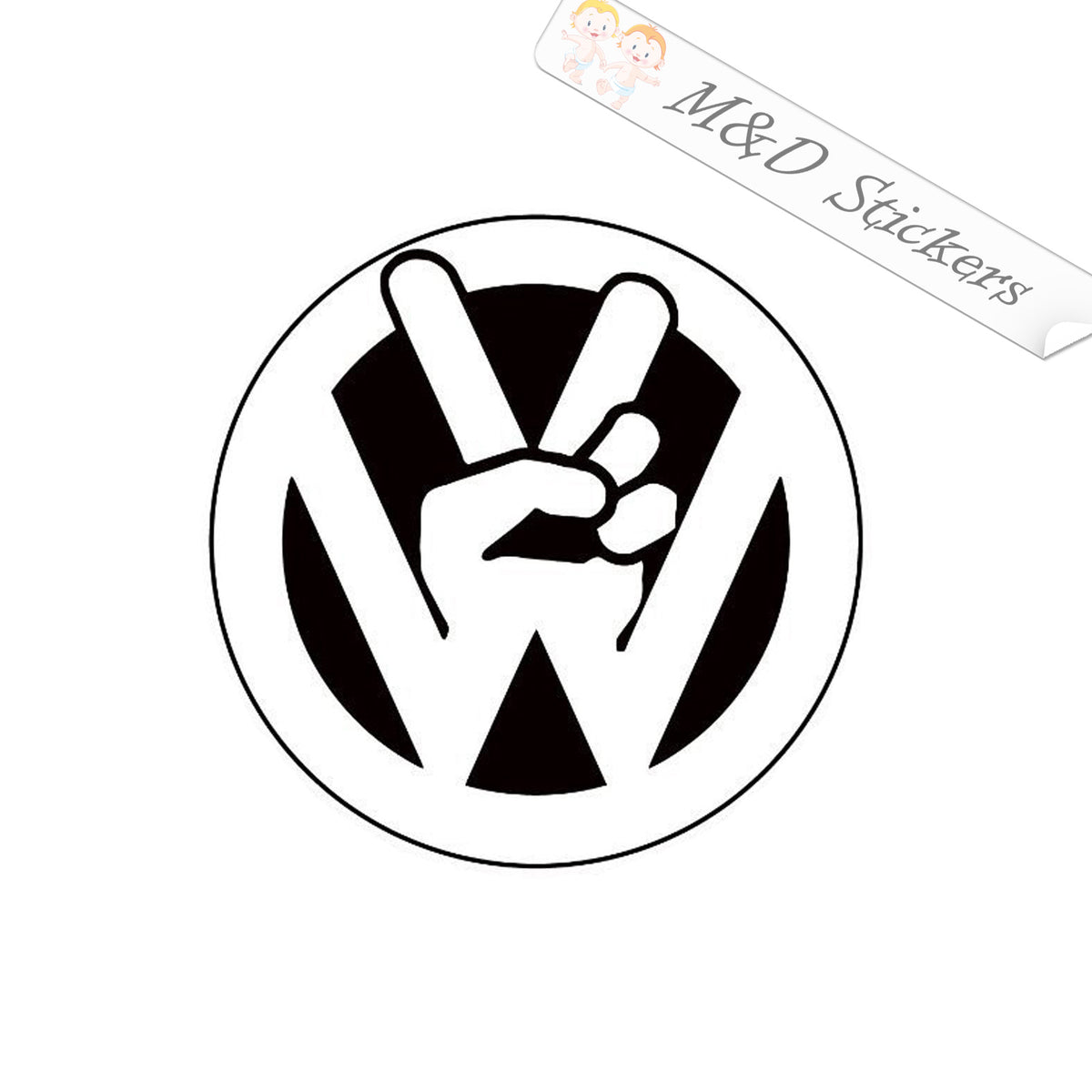 2x Volkswagen Peace Logo Vinyl Decal Sticker Different colors & size f ...