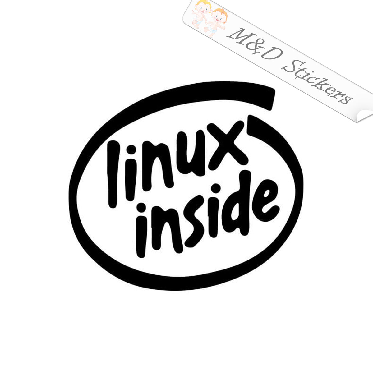 2x Linux inside Vinyl Decal Sticker Different colors & size for Cars/B ...