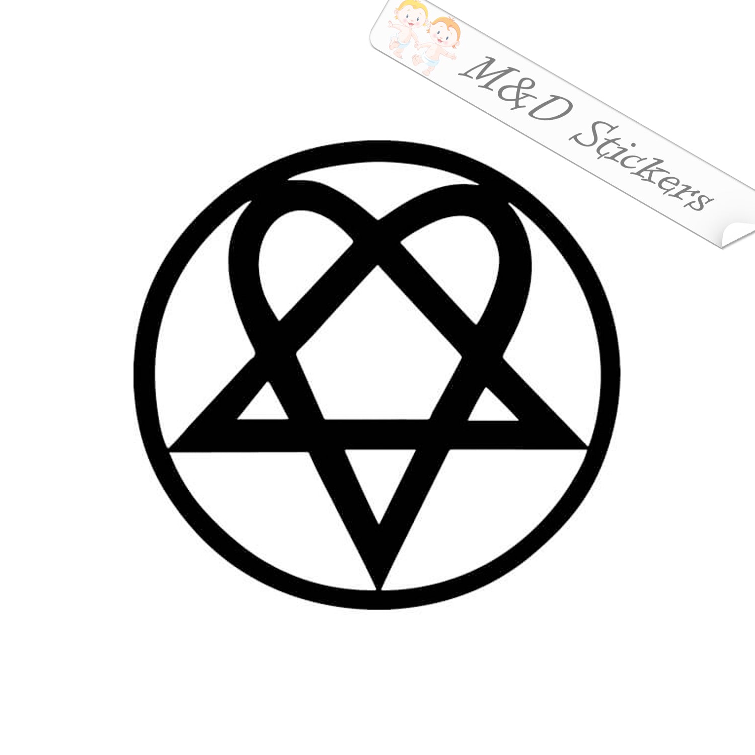 2x Heartagram Vinyl Decal Sticker Different colors & size for Cars/Bik ...